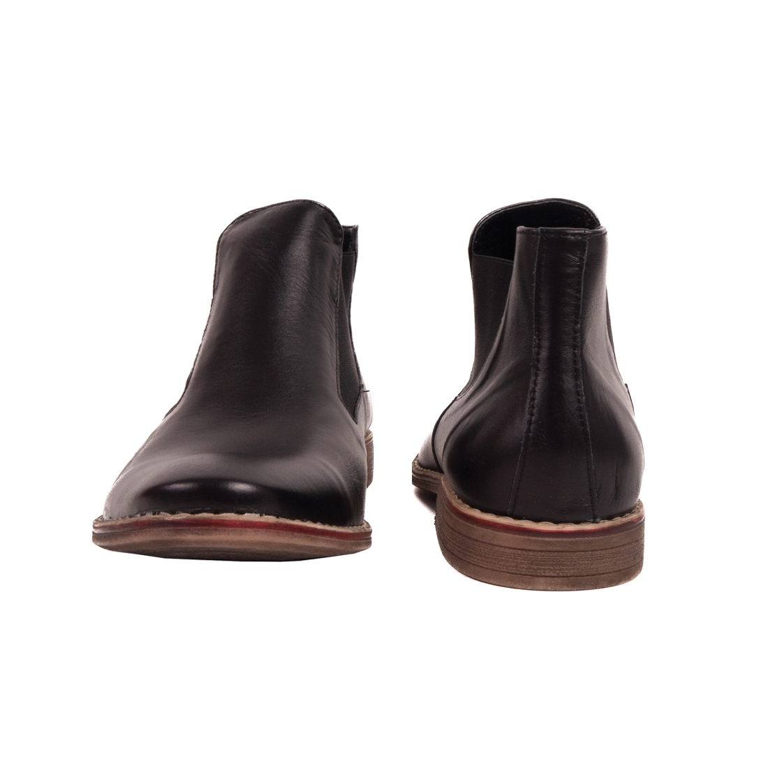 Modello Columbo - Black Slip-On Ankle Chelsea Boots - Cowhide Smooth ...