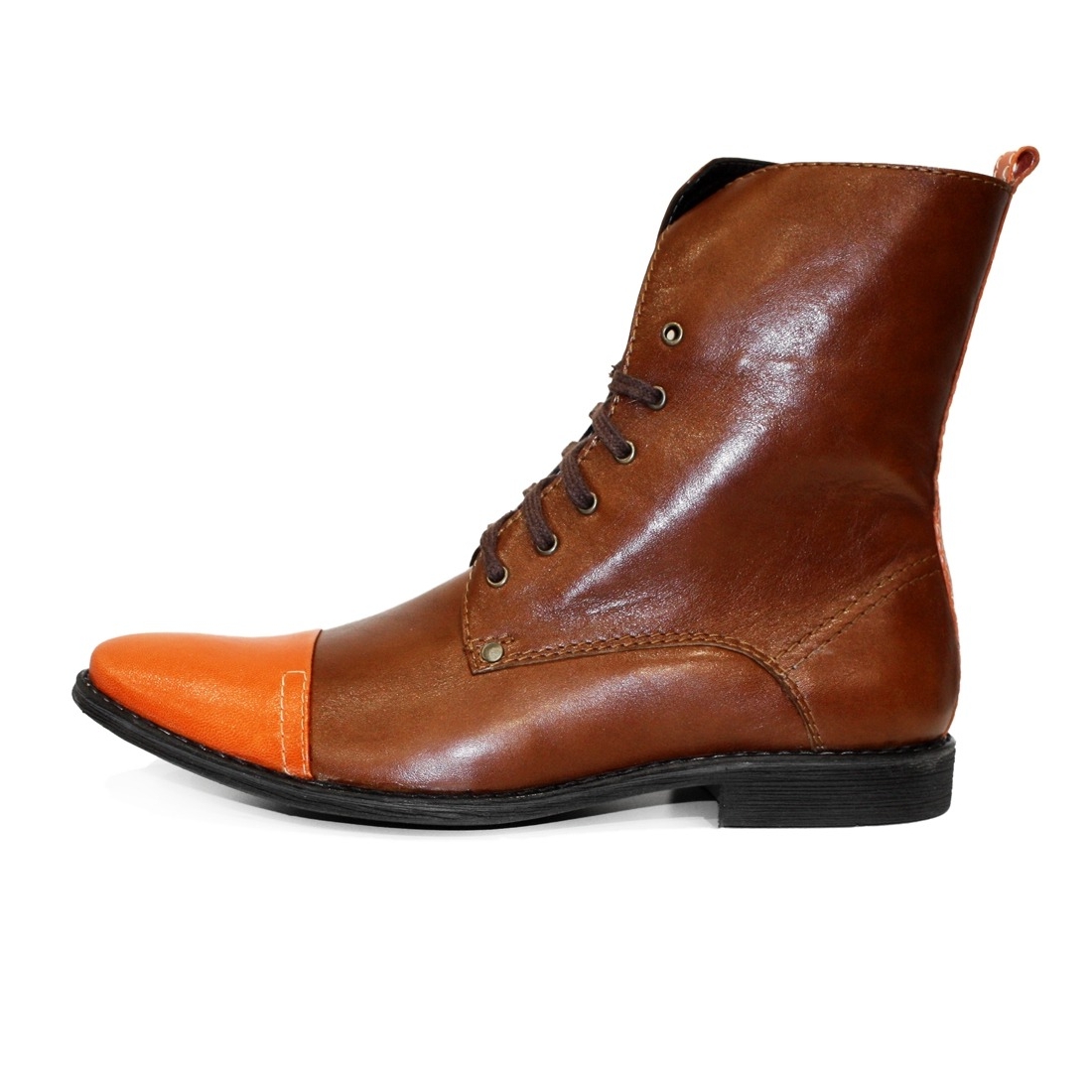 Modello Kurtolo - Orange Lace-Up High Boots - Cowhide Smooth Leather