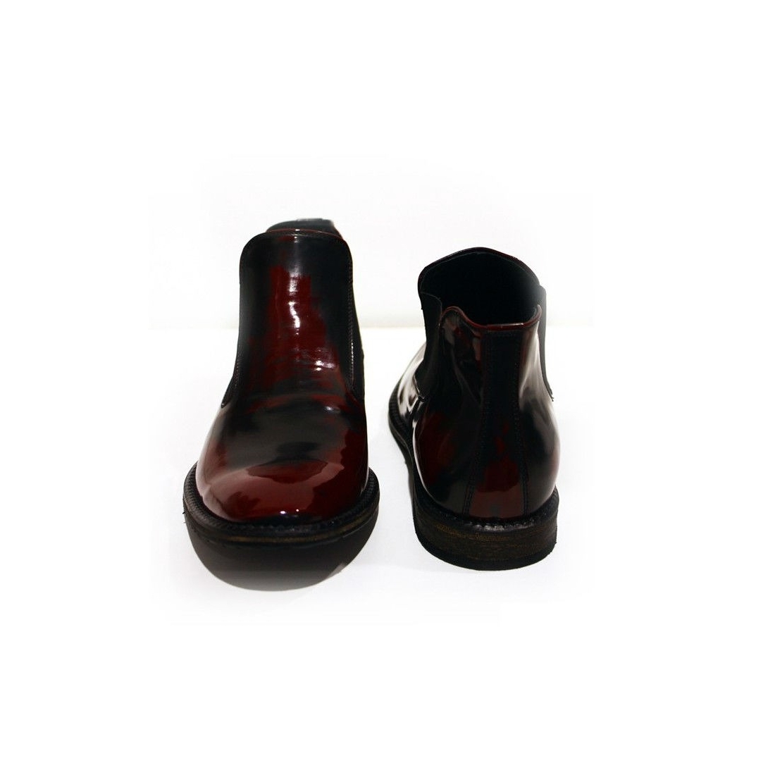Modello Catania - Burgundy Slip-On Ankle Chelsea Boots - Cowhide Patent ...